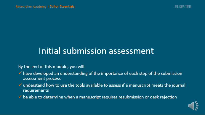 Initial submission assessment | Elsevier Researcher Academy