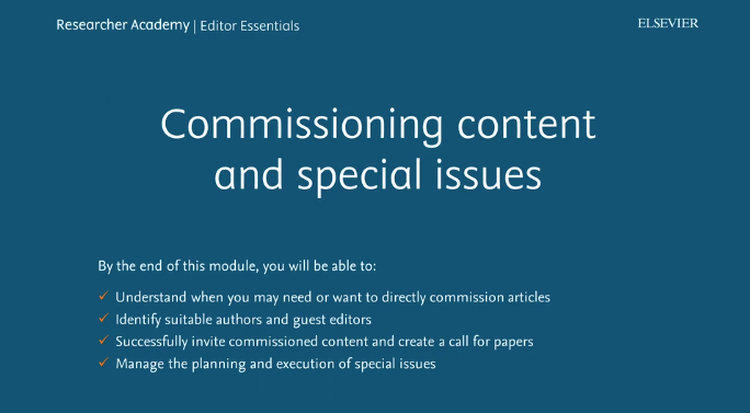 Commissioning content & special issues | Elsevier Researcher Academy