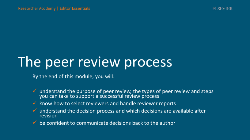 Peer review and revision process | Elsevier Researcher Academy