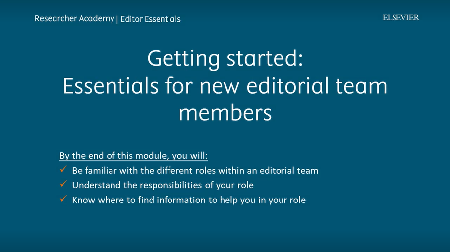 Getting started: Essentials for new editorial team members | Elsevier ...
