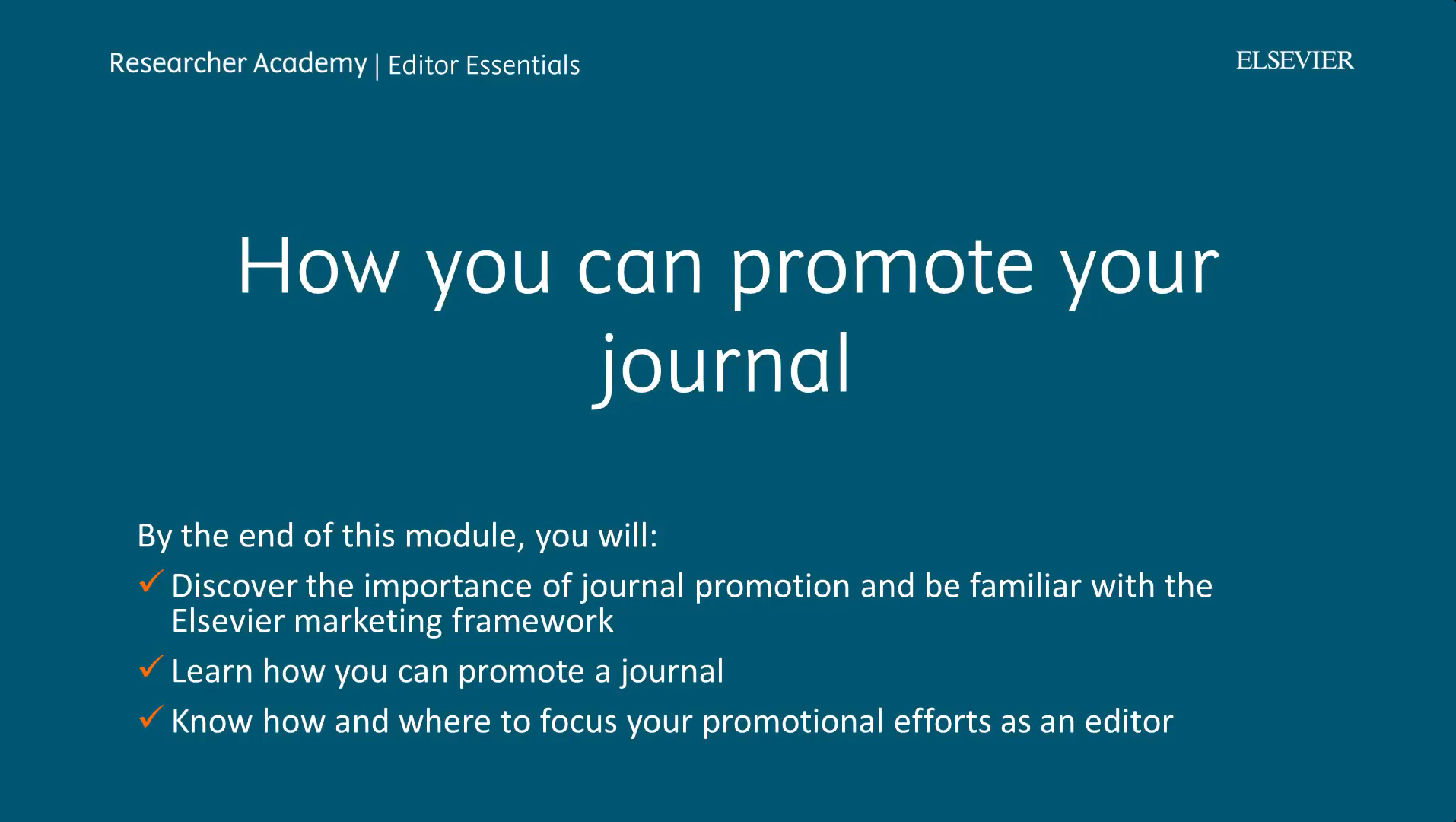 Promoting your journal | Elsevier Researcher Academy